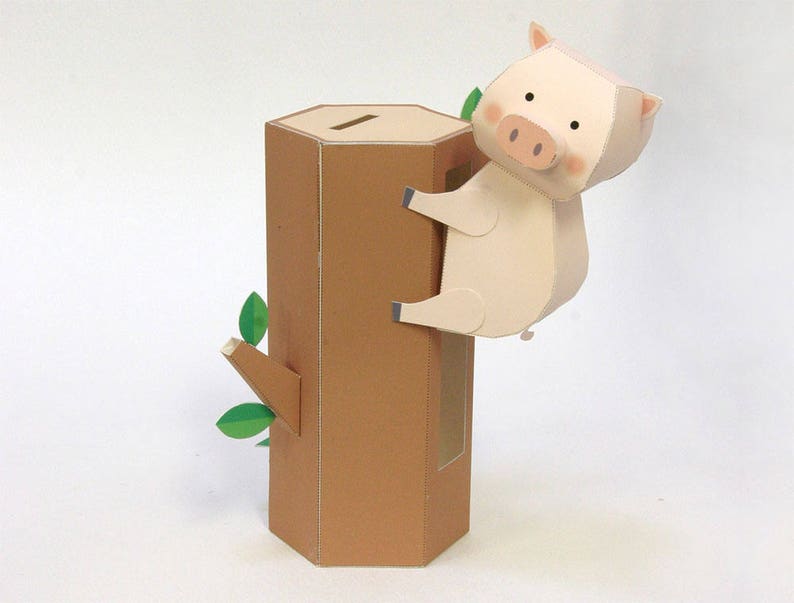 Climbing Piggy Bank Automata Paper Craft Instant Download - Etsy