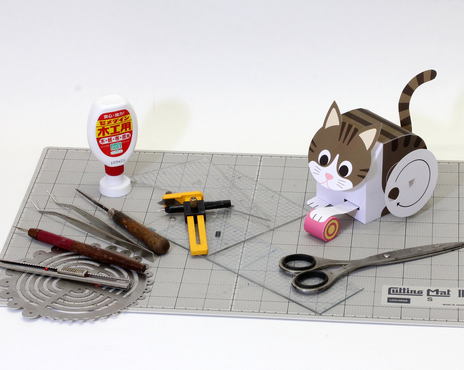 Untiring Kitty Automata Paper Craft Instant Download PDF - Etsy