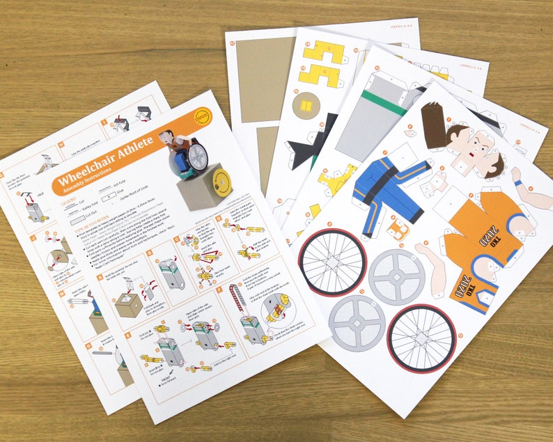 Wheelchair Athlete Automata Paper Craft Instant Download - Etsy