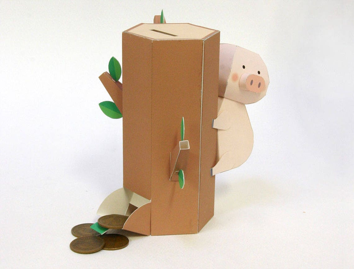 Climbing Piggy Bank Automata Paper Craft Instant Download - Etsy