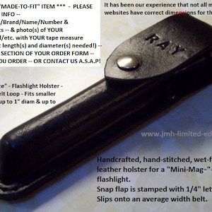 Flashlight Holster - Leather - Belt Loop - Fits Smaller Flashlight - up ...