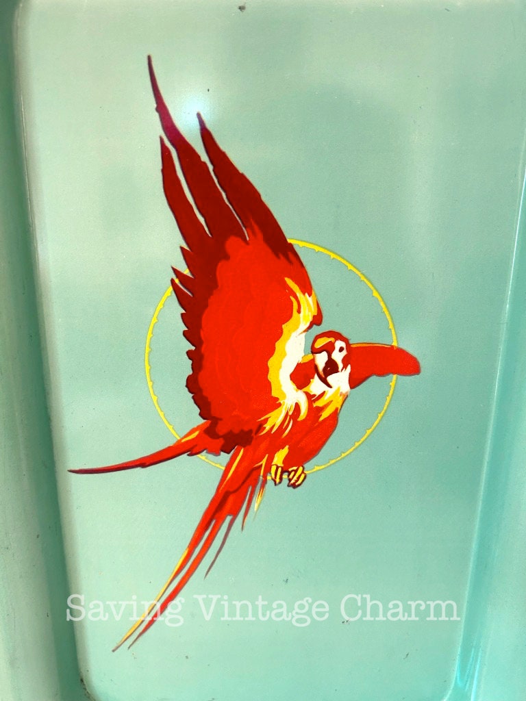 Vintage Pair of Mint Green Metal Serving Tray With Hand - Etsy