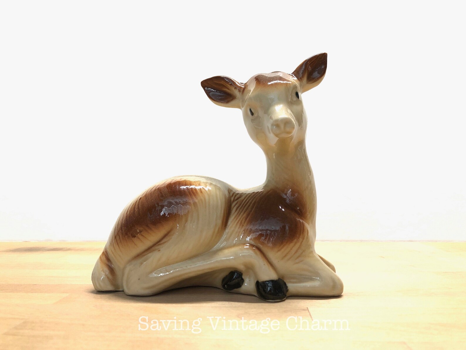 Vintage Woodland Sitting Deer Ceramic Figurine Made in - Etsy