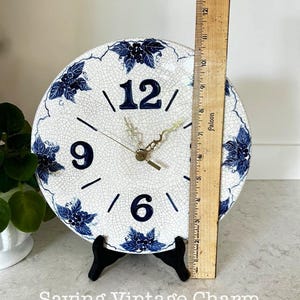 Vintage Blue and White Ceramic Signed Hand Painted Wall Clock USA - Etsy