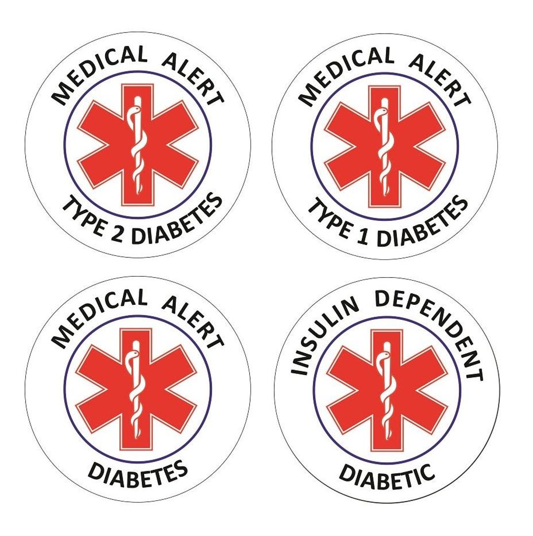 Medical Alert Diabetes Stickers – 2-pack Reflective 4" or 10 Cm Decals ...