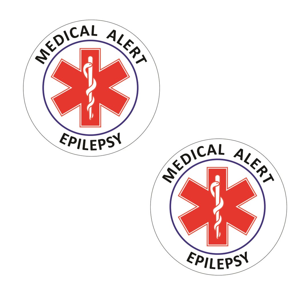 Epilepsy Medical Alert Stickers – 2-pack Reflective 4" or 10 Cm Seizure ...