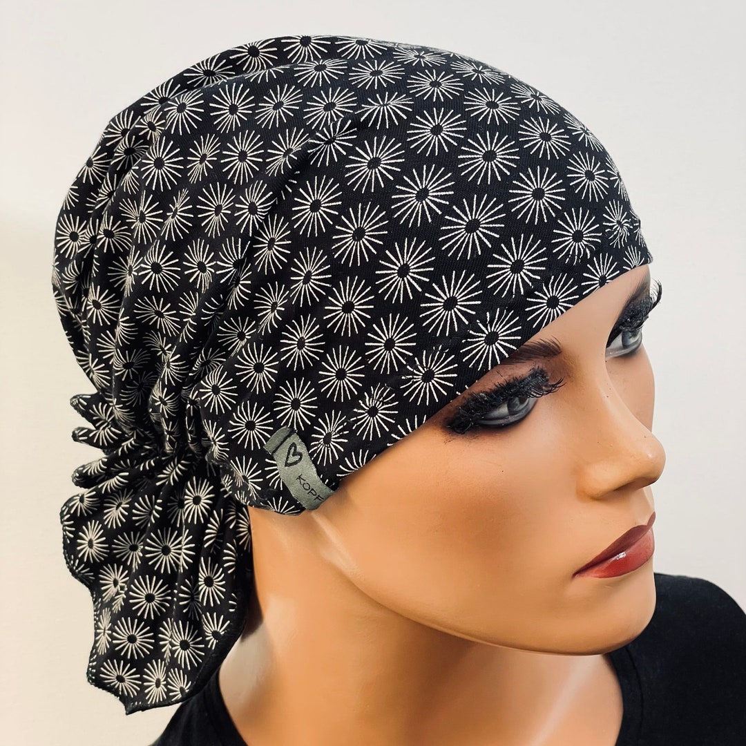 Cap Bandana Without Tying Black White Ideal Headgear B. Chemotherapy ...