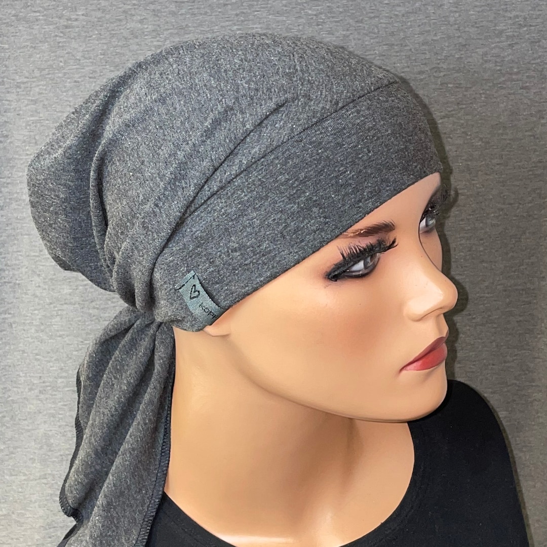 Headscarf Cap Anthracite Chemo Headgear, Chemo Cap, Chemo Cloth, Cloth ...