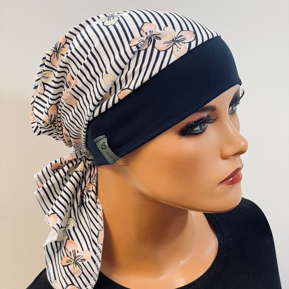 HEADSCARF CAP Dark Blue White Comfortable and Practical Chemo - Etsy