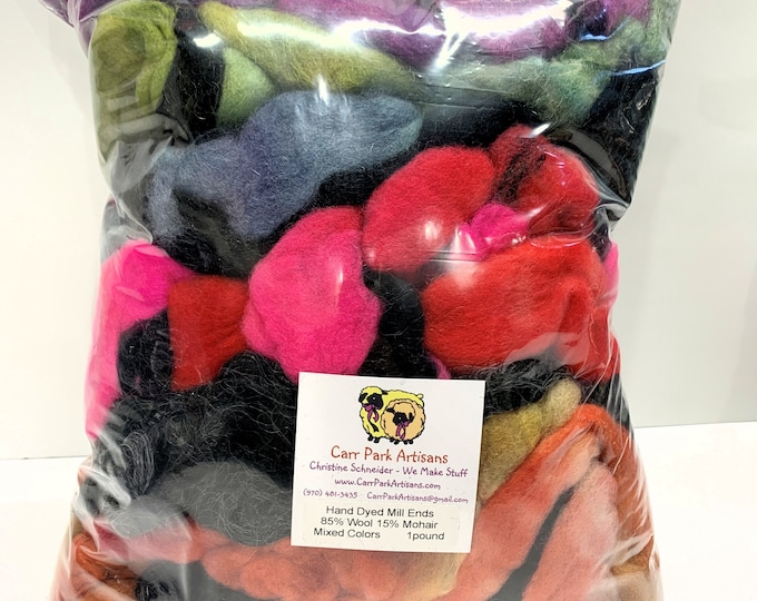 Hand Dyed Mill Ends, Curated Color Set of Lovely Wool Mohair Blend, 1 ...