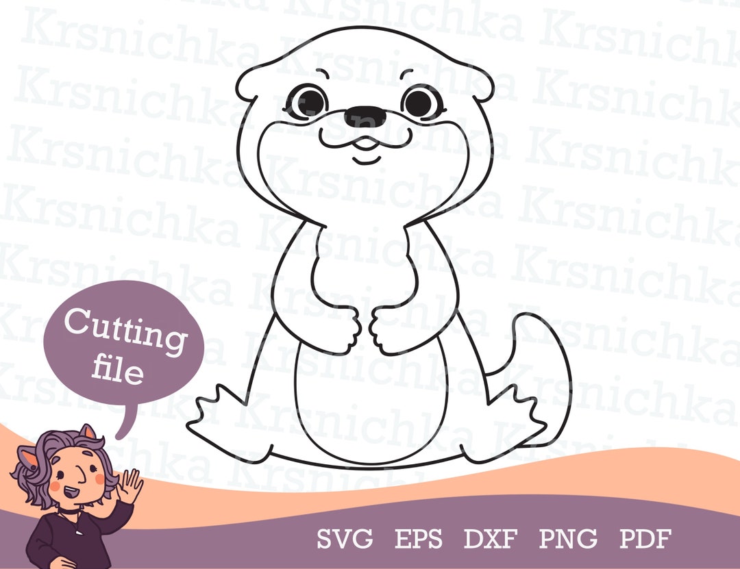 Baby Otter SVG / Otter Cut File for Circut, Forest Animal PNG, Woodland ...