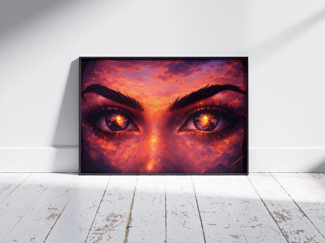 Surreal Fantasy Illustration of Eyes With Dreamlike Sky Reflections ...