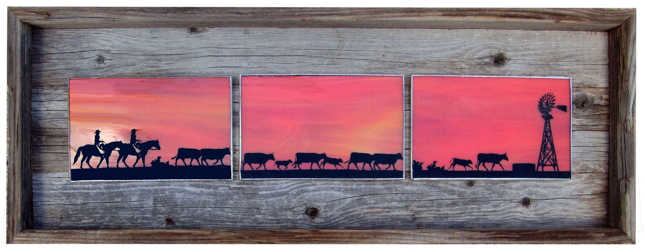 522 Cattle Drive on Sandblasted Glass and Set Over Stained - Etsy