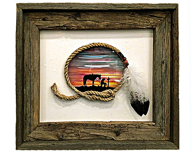 536 Praying Cowboy Silhouette on Hand-painted Sunset. - Etsy