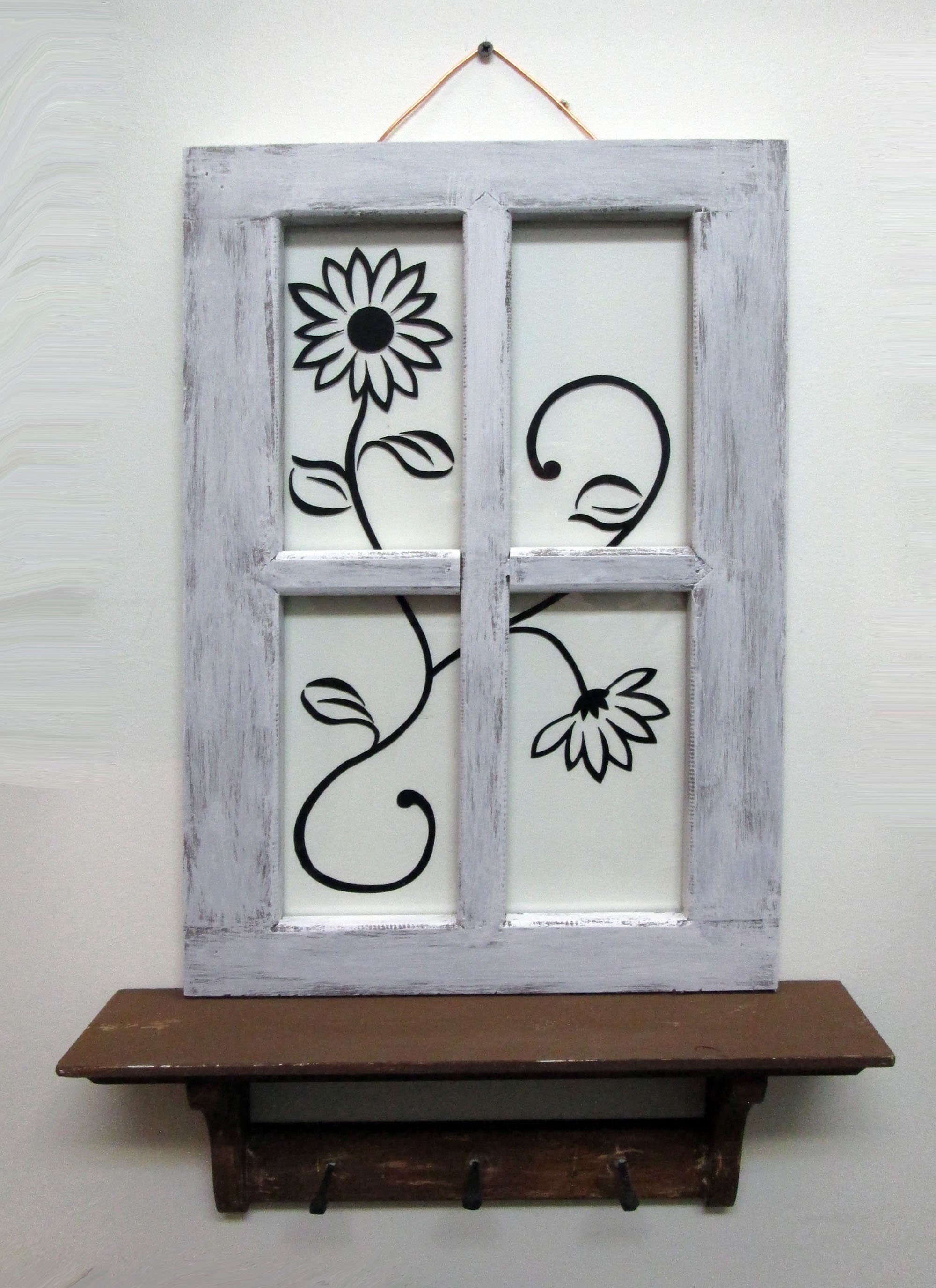 PB67 Sandblasted Sunflower Scroll on Glass Set in Rustic - Etsy