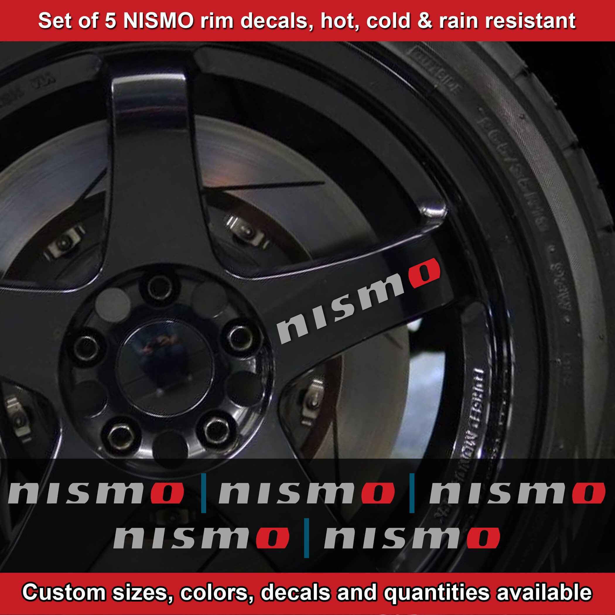 Nismo Rim Decal Stickers Silver and Red 5 DECALS All Nissans - Etsy