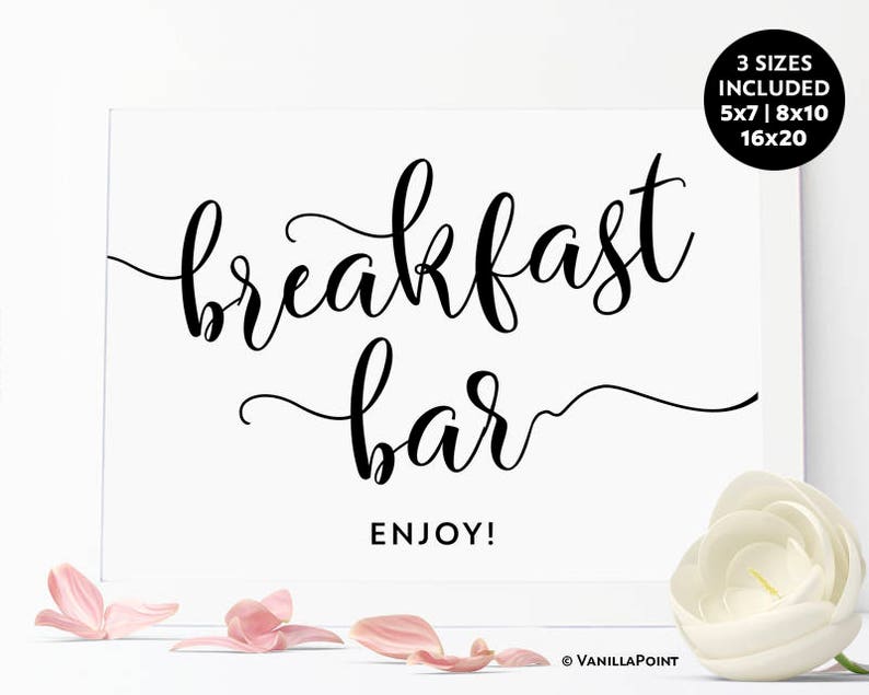 Breakfast Bar Sign Wedding Breakfast Sign Breakfast Birthday | Etsy