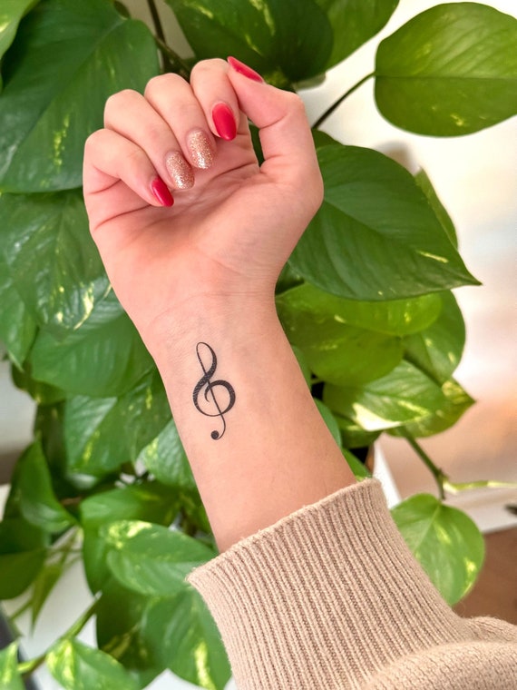 Treble Clef Tattoo Small Treble Clef Temporary Tattoo (set Of 3) / G