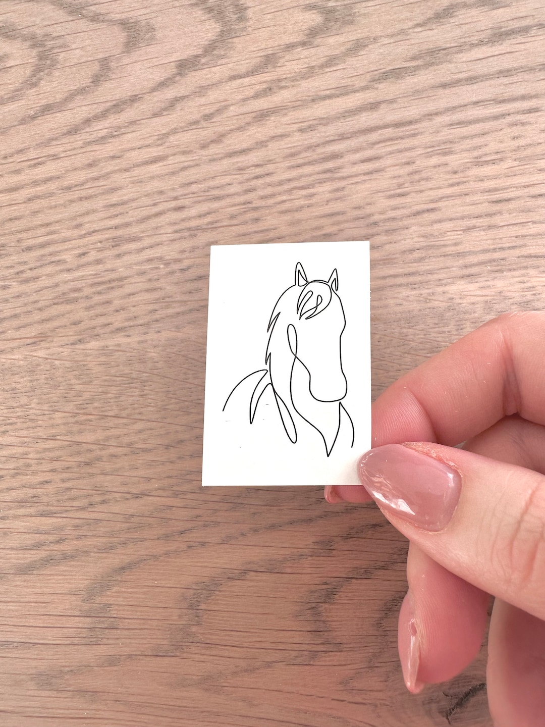 Horse Fine Line set of 2 Temporary Tattoo - Etsy UK