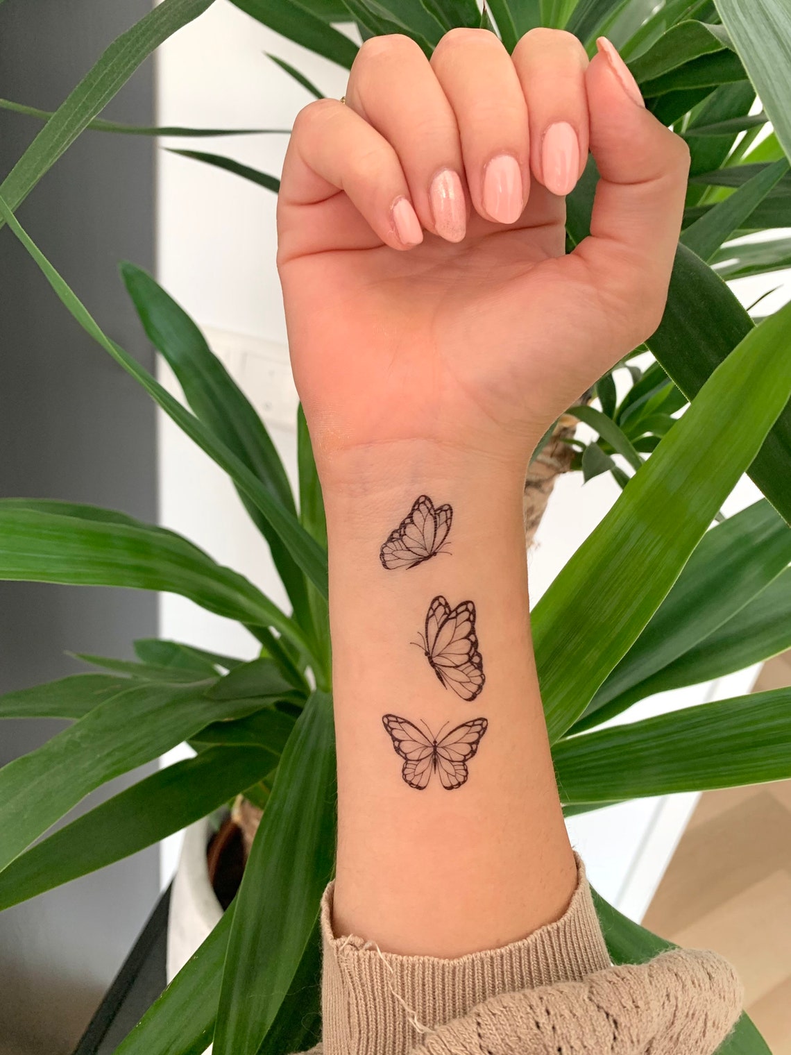 Triple Butterflies set of 2 Temporary Tattoo - Etsy