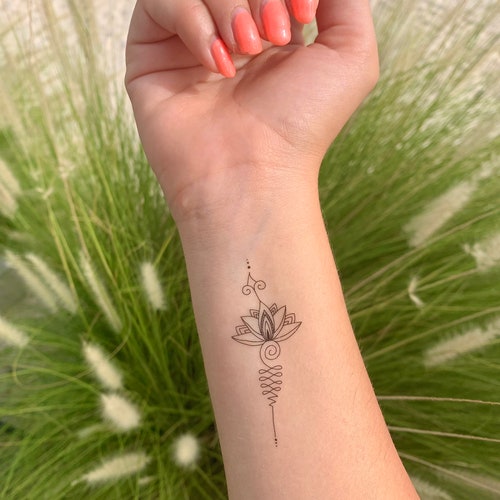 Fancy Lotus set of 2 Temporary Tattoo - Etsy