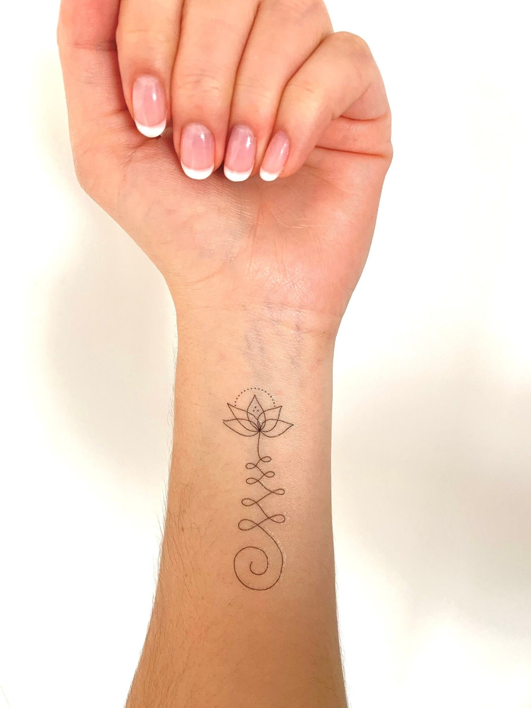 Unalome Lotus Swirl 2.0 (set of 2) - Temporary Tattoo - Etsy