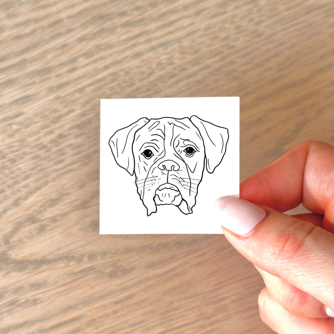 Boxer Dog Drawing Sketch (set of 2) - Temporary Tattoo - Etsy