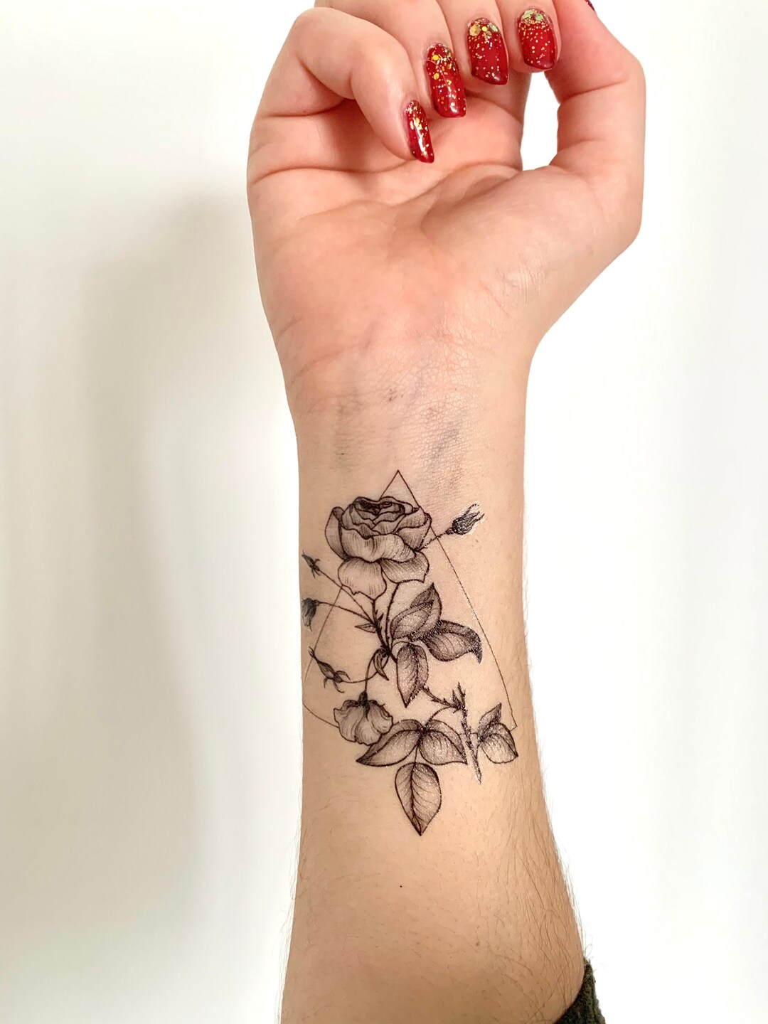 Triangle Roses (set of 2) - Temporary Tattoo - Etsy
