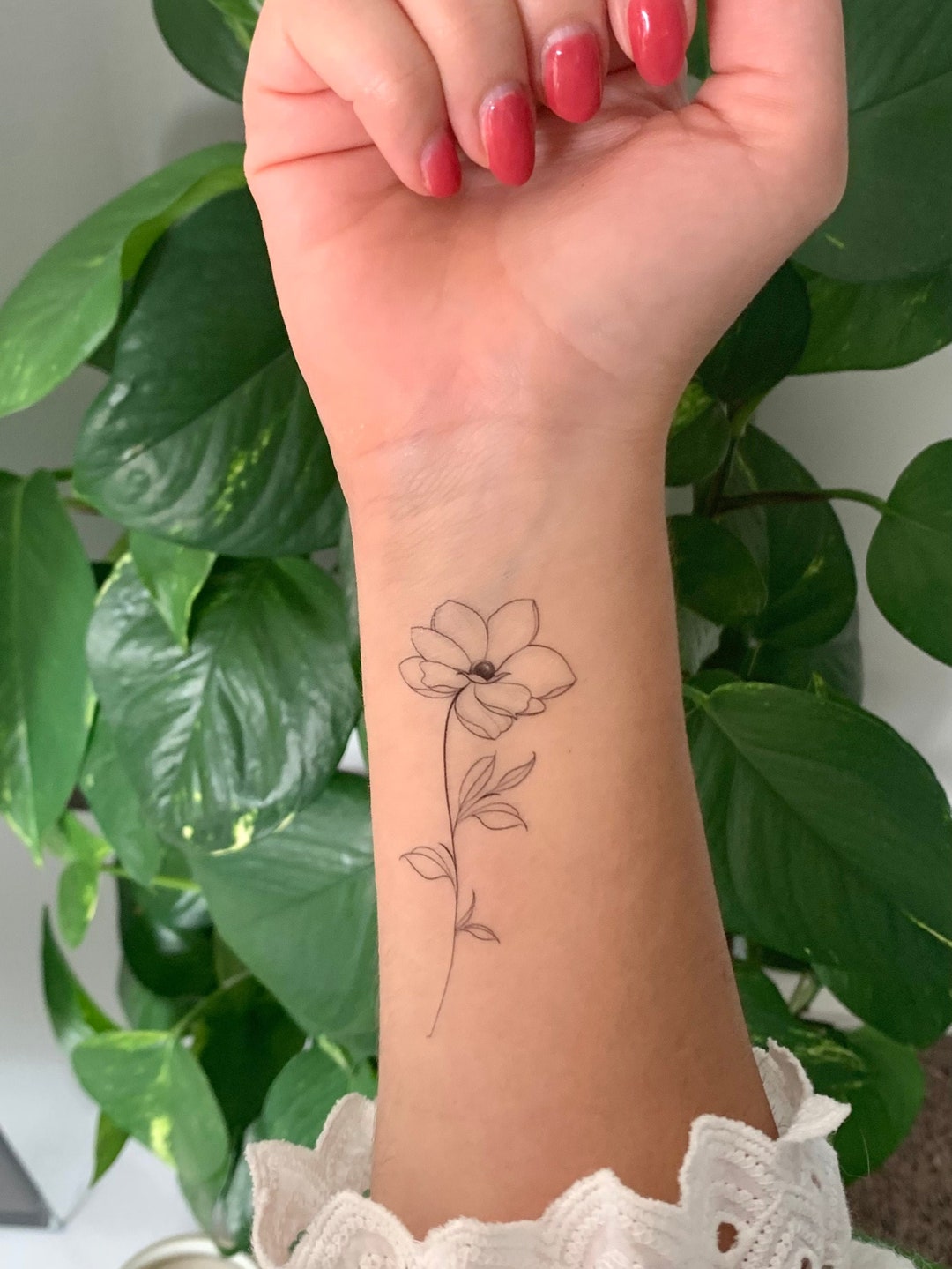 Violet Flower/birth Flower February set of 2 Temporary Tattoo - Etsy