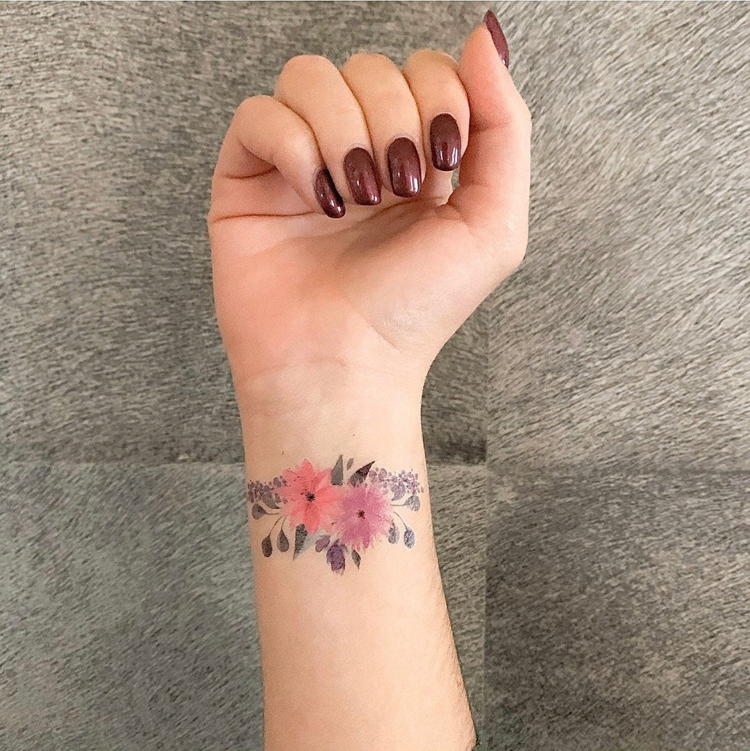 Floral Color a (set of 2) - Temporary Tattoo - Etsy