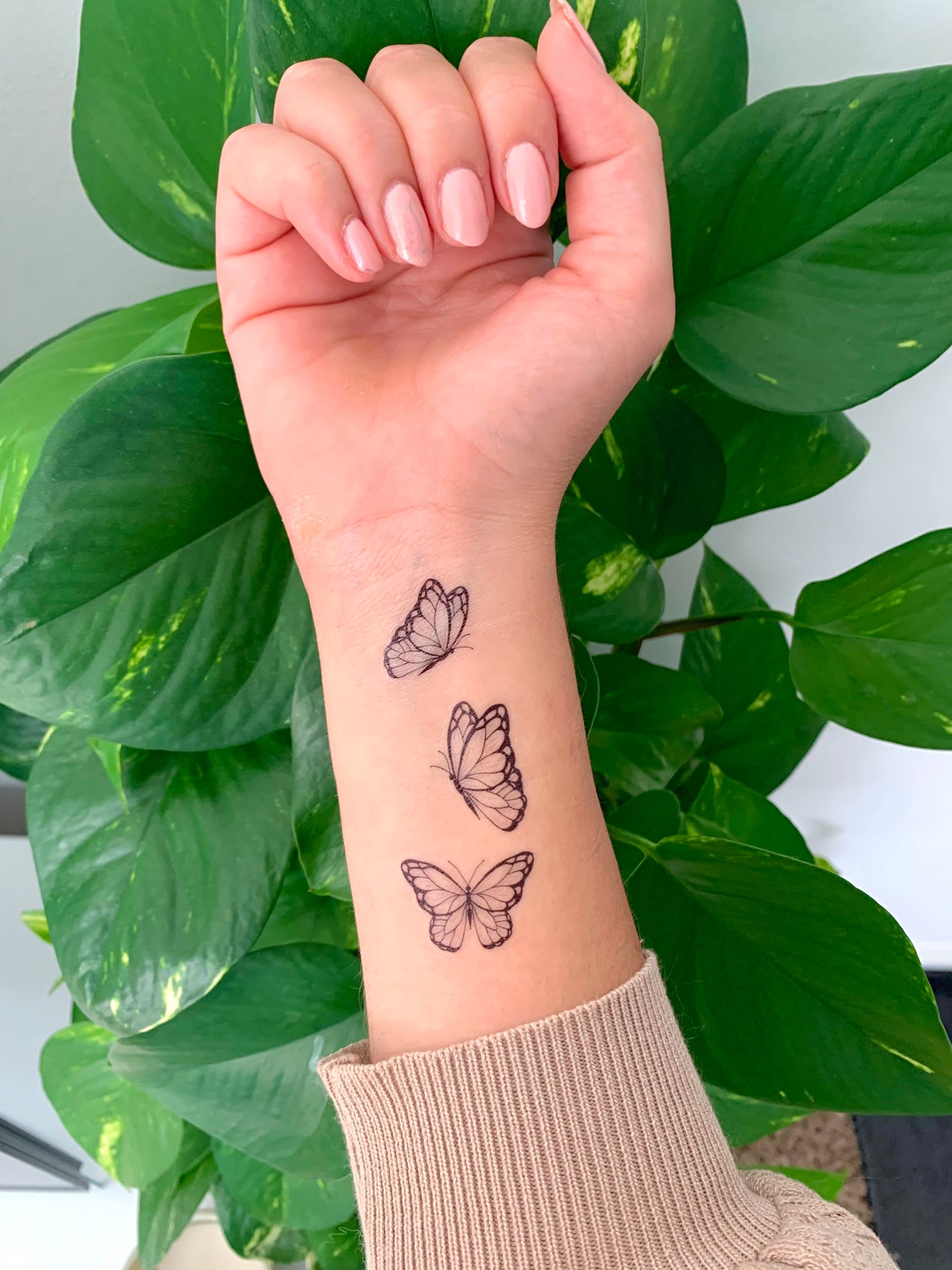 Triple Butterflies set of 2 Temporary Tattoo - Etsy