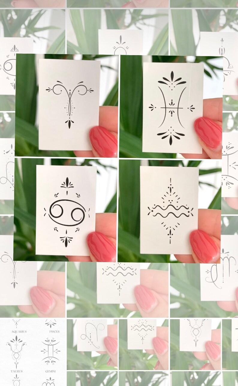 Zodiac Signs/horoscope set of 2 Temporary Tattoo - Etsy