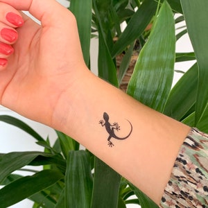 Lizard/salamander/gecko (set of 2 / Lined or Black) - Temporary Tattoo ...