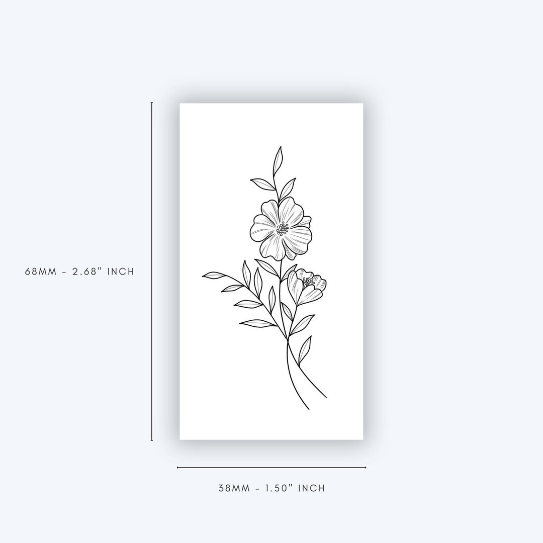 Cosmos Fine Lined Wild Flower (set of 2) - Temporary Tattoo - Etsy