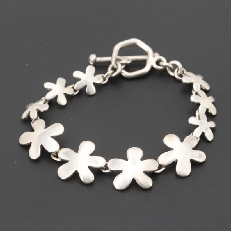 950 Fine Silver Flower Bracelet - Etsy