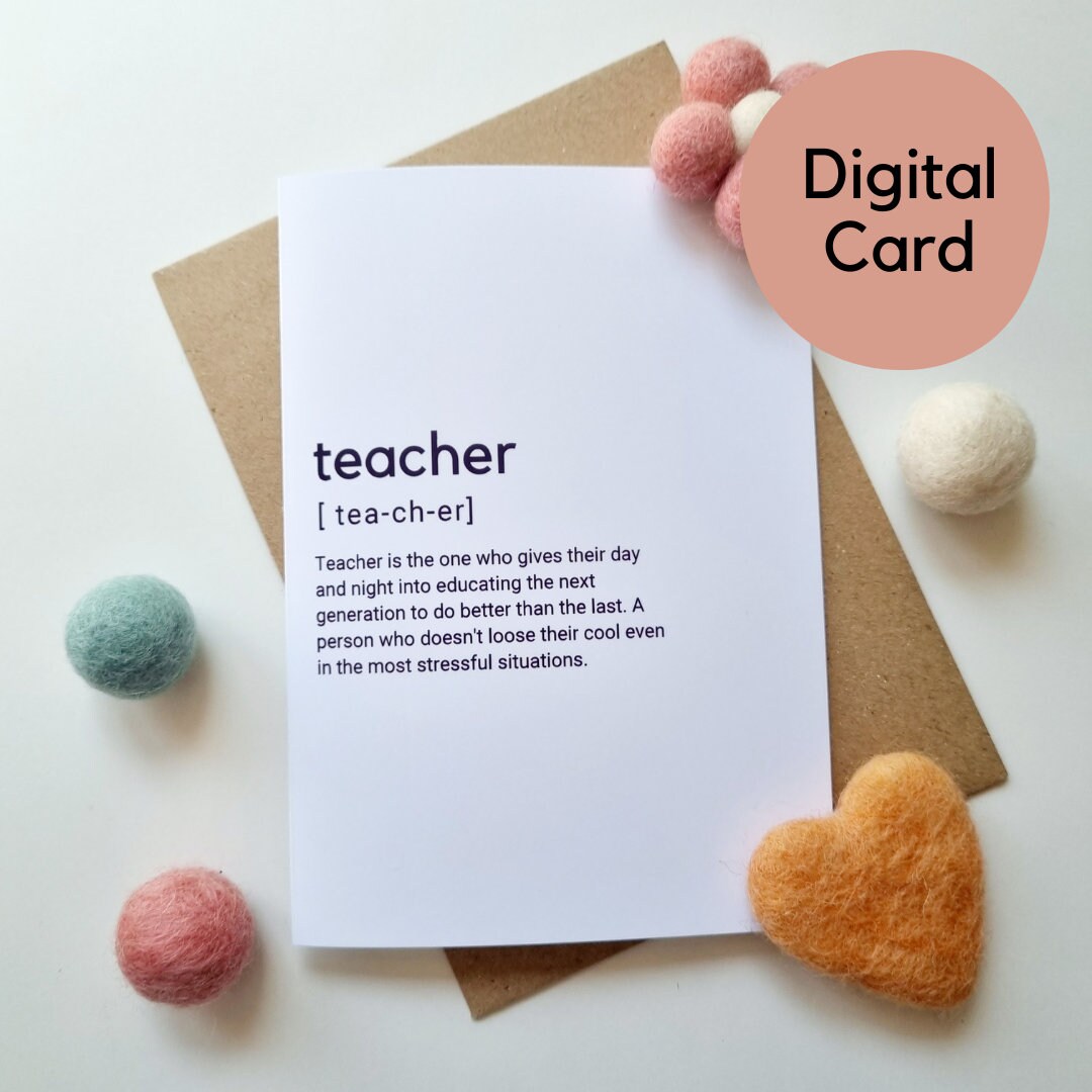 Printable Teacher Thank You Card: Typography A6 Greeting (digital ...