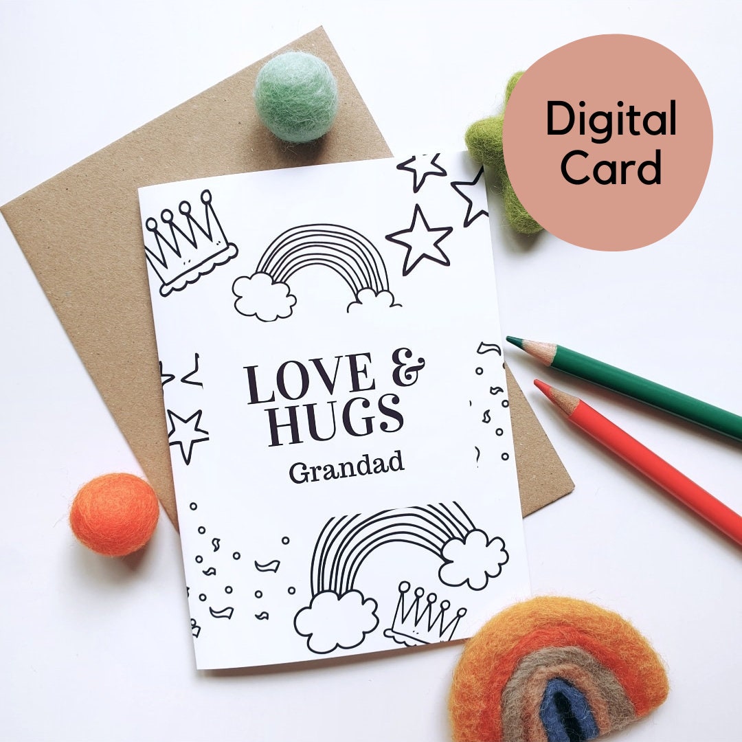 Grandad Day Colouring Card: Crown Confetti Design (digital Download) - Etsy