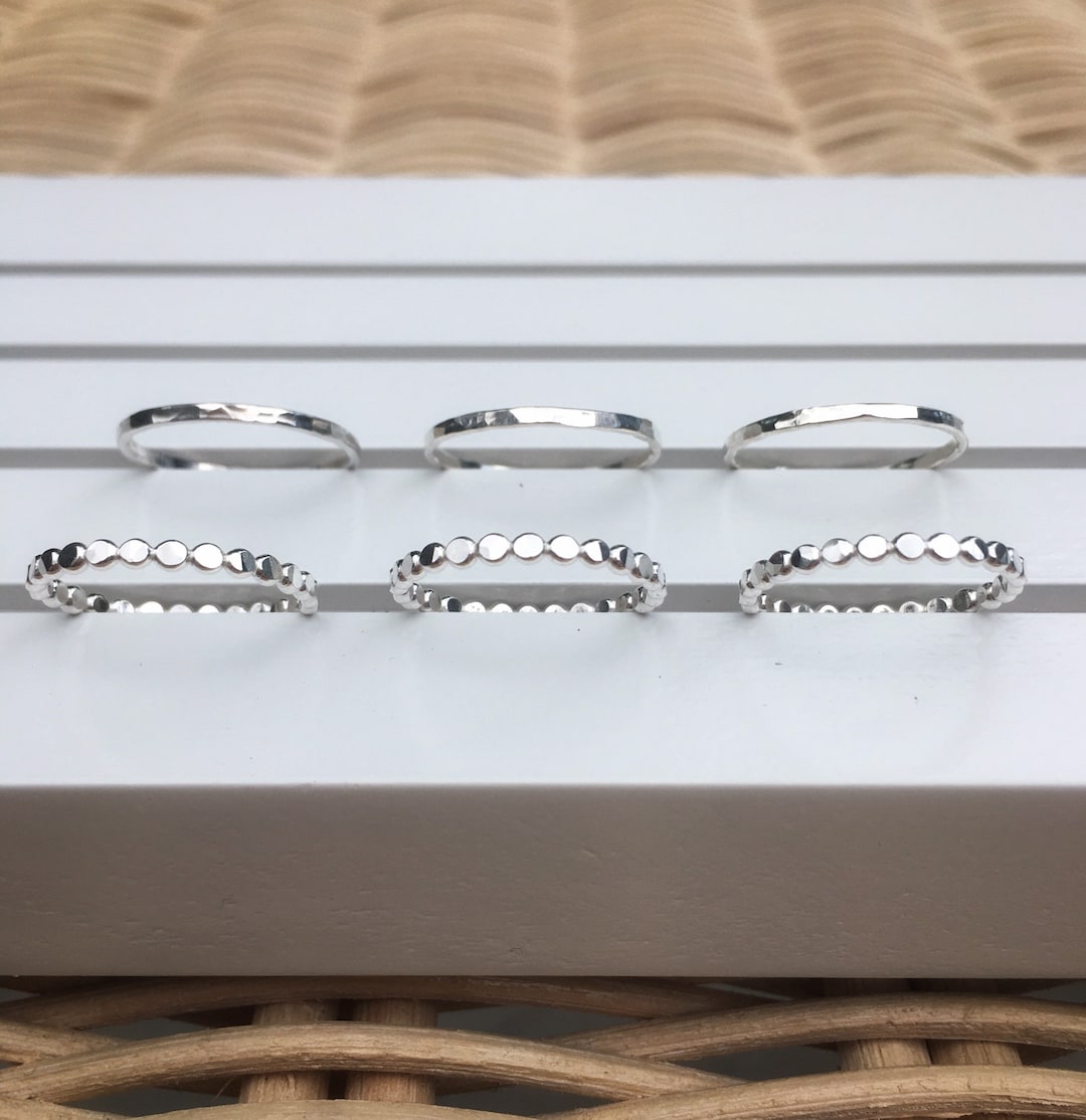 Thin Sterling Silver Stacking Ring, Silver Stackable Ring, Hammered ...
