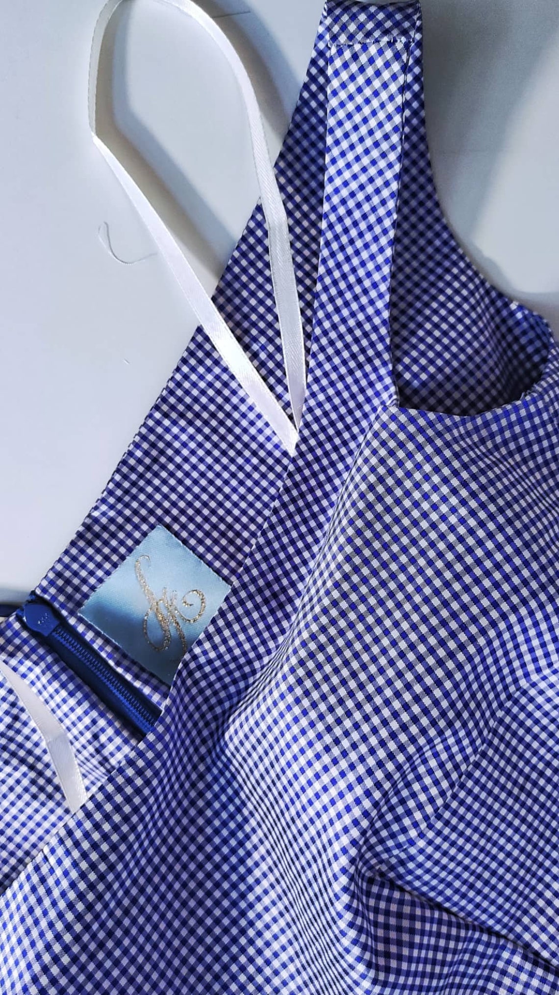 Vintage Style Blue Checked Dress 50s Haute Couture - Etsy