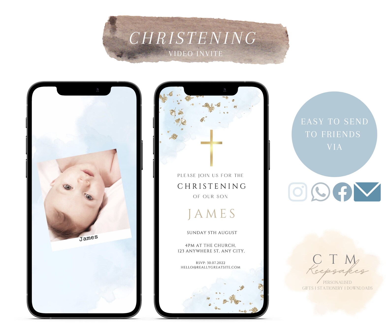 VIDEO CHRISTENING INVITATION | Animated Video Invite | Baptism ...