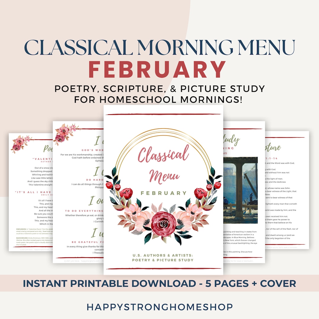 FEBRUARY Classical Morning Menu Printable (morning Time | Homeschool ...