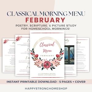 FEBRUARY Classical Morning Menu Printable (morning Time | Homeschool ...