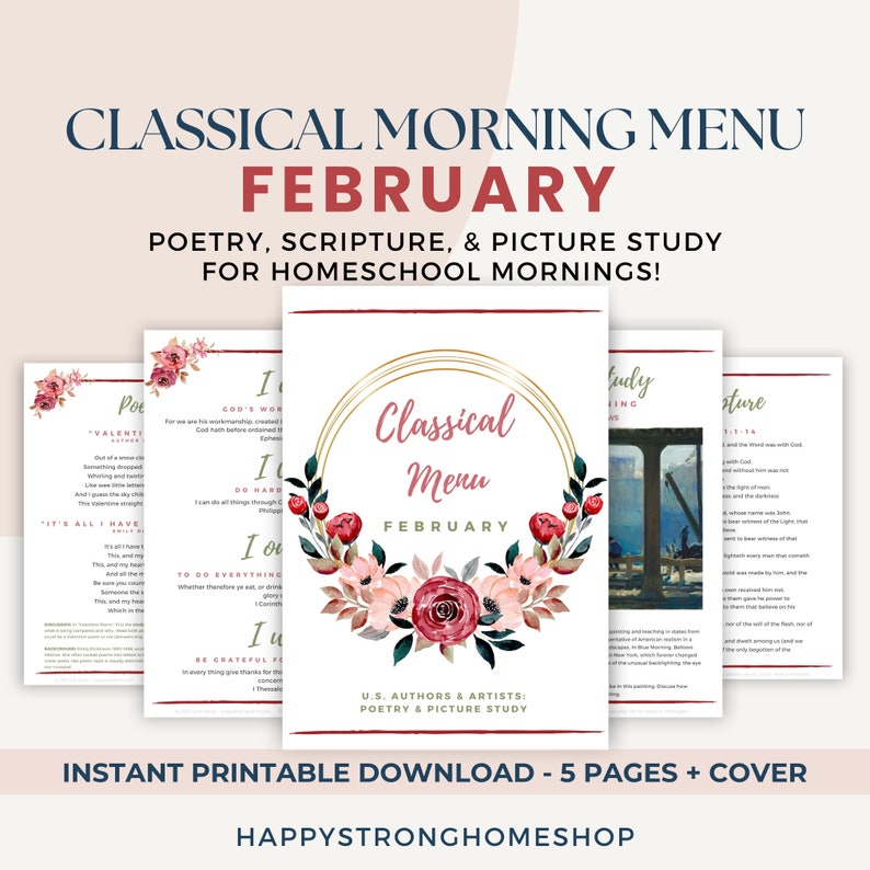 FEBRUARY Classical Morning Menu Printable (morning Time | Homeschool ...