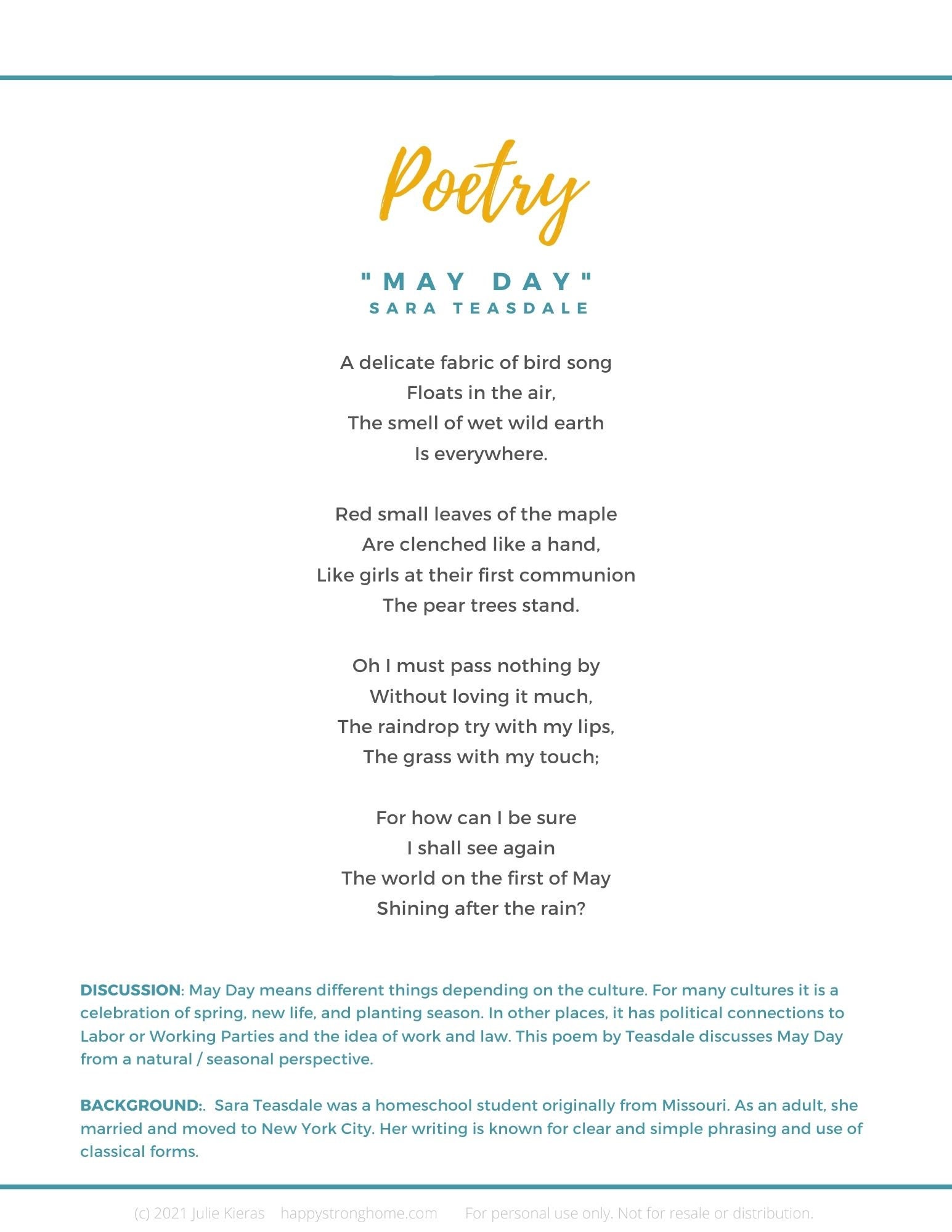 MAY Classical Morning Menu Printable morning Time / Circle - Etsy