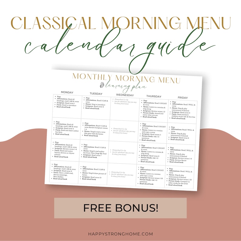 Morning Menu Printable – Medieval to Modern Cycle | Charlotte Mason ...