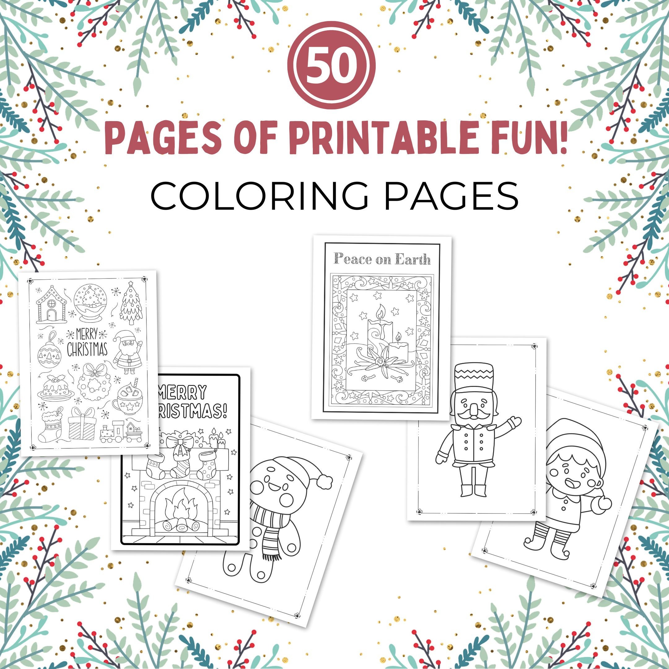 50 Christmas Activity Printable Pages for Kids preschool, Elementary ...