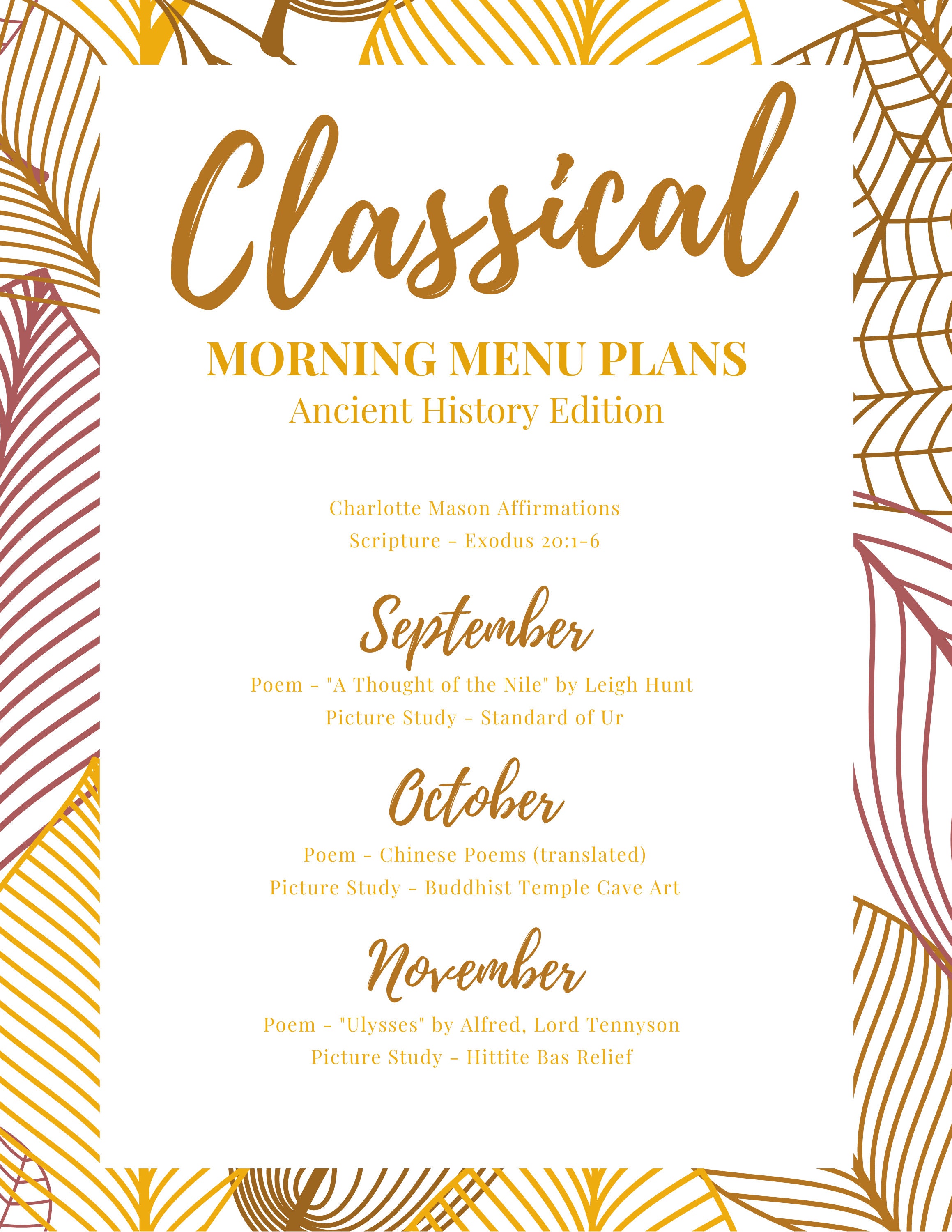 Ancient History Classical Morning Menu: Homeschool Curriculum ...