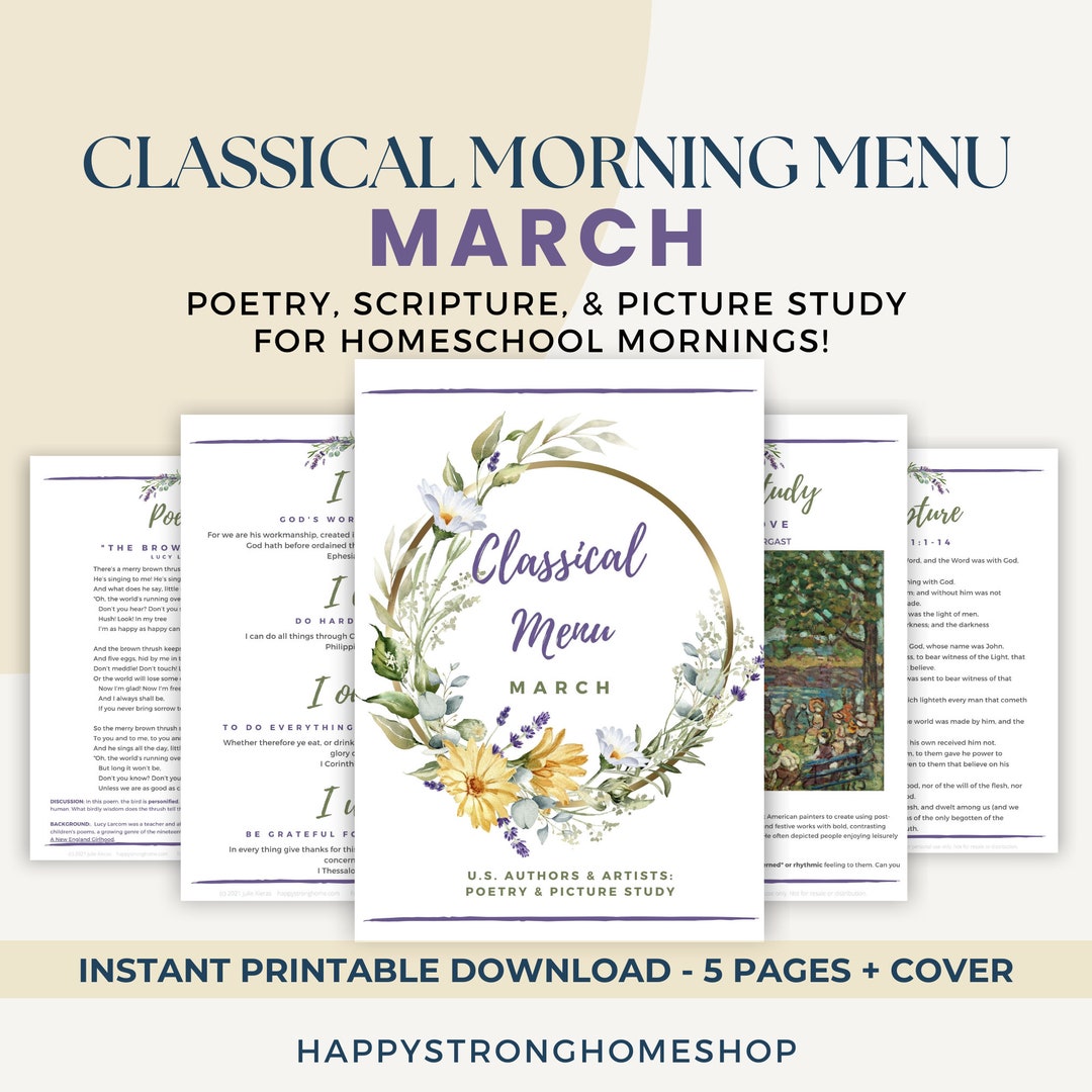 MARCH Classical Morning Menu Printable (morning Time | Homeschool ...