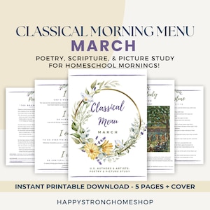 MARCH Classical Morning Menu Printable (morning Time | Homeschool ...