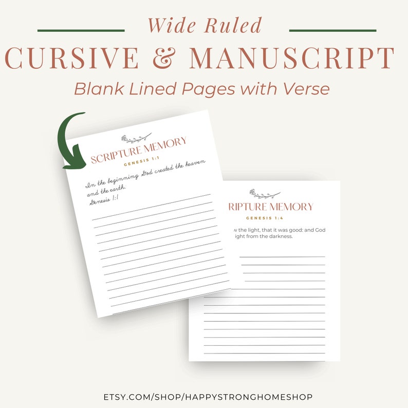 Genesis 1 Scripture Copywork Printable – Cursive & Print Handwriting ...